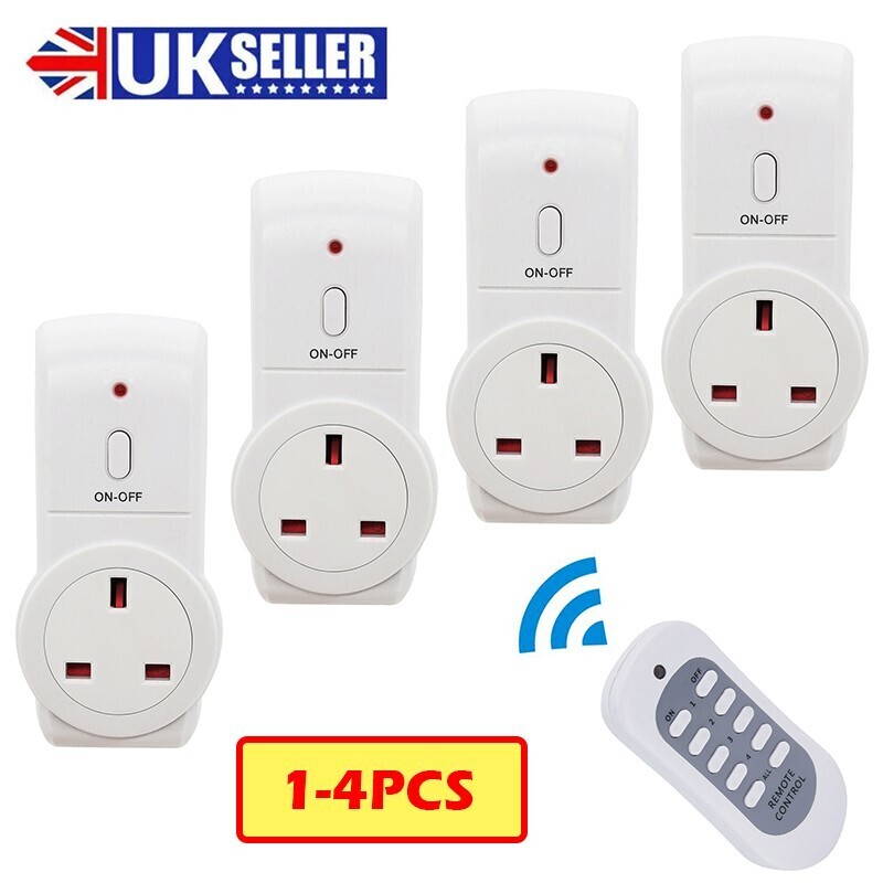 1-4X Remote Control Sockets Wireless Switch Home Mains Power Outlet ...