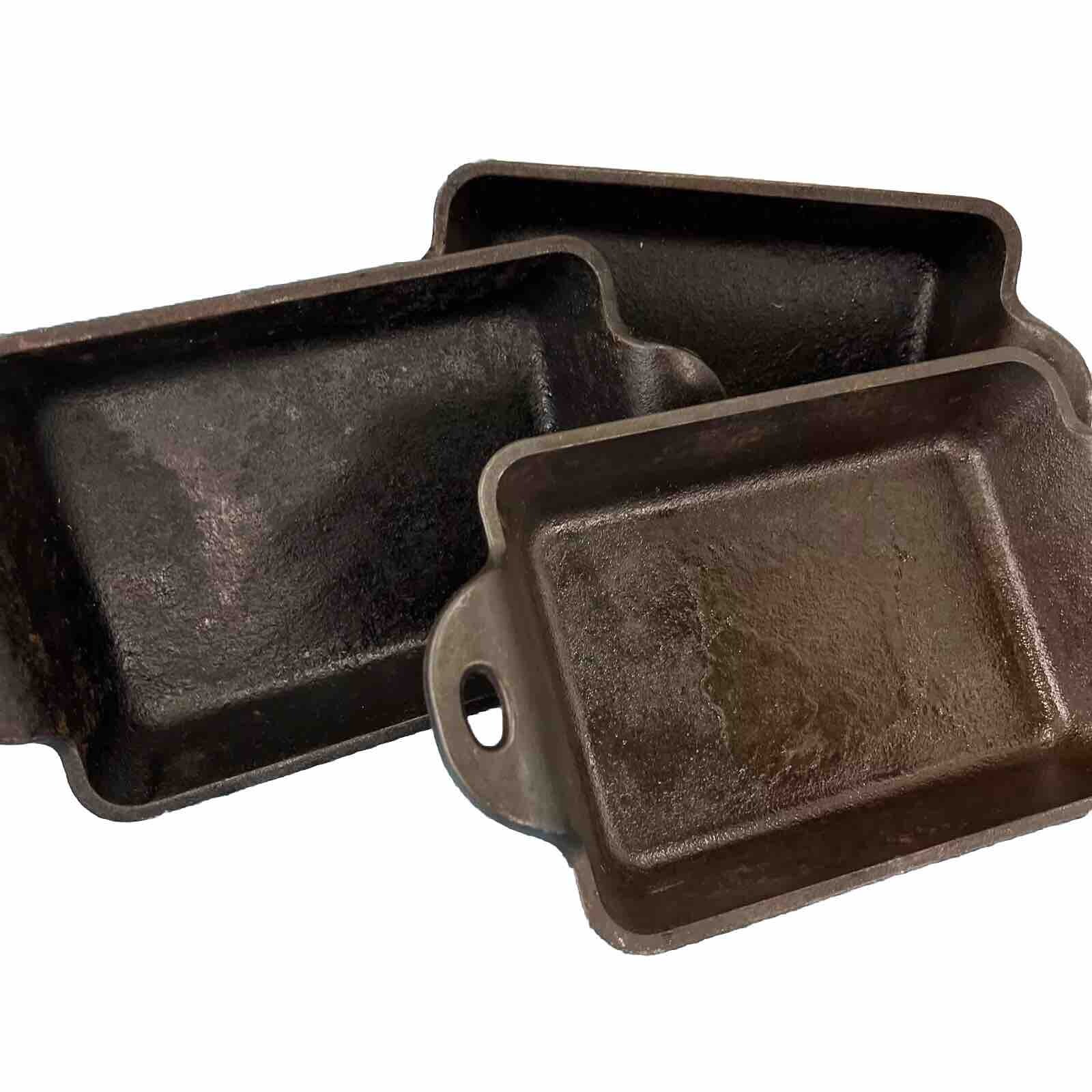 3 Vtg Lodge Cast Iron Rectangle Mini Casserole Pans Made In USA | eBay
