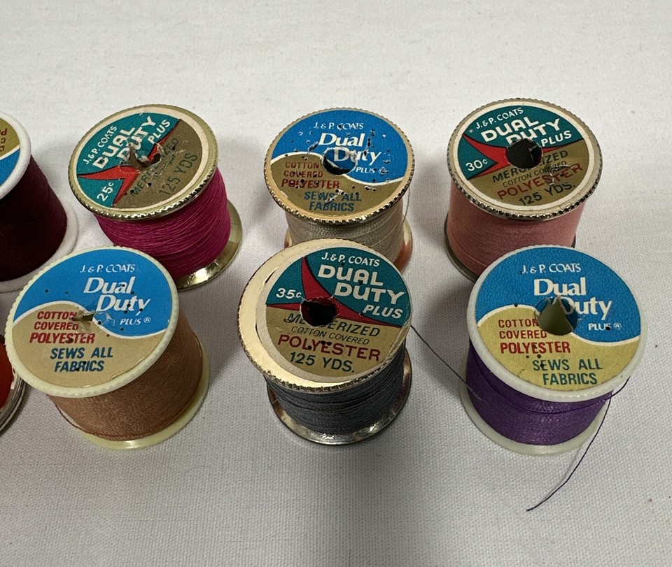 J.P. Coats Thread Spools Dual Duty Plus Cotton Covered Polyester Lot 15 ...