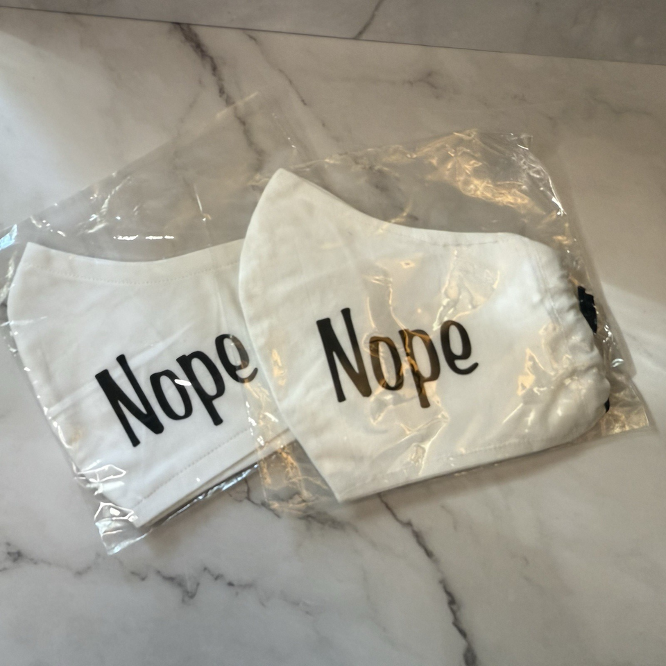 Humorous funny face masks "Nope" soft cotton elastic ear loops handmade ...