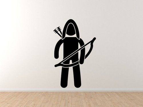 Medieval Stickman #2 - Hooded Archer Bow and Arrow - Vinyl Wall Decal ...