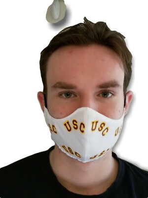 100% cotton face mask lined with filter mesh lining. USC Initials | eBay