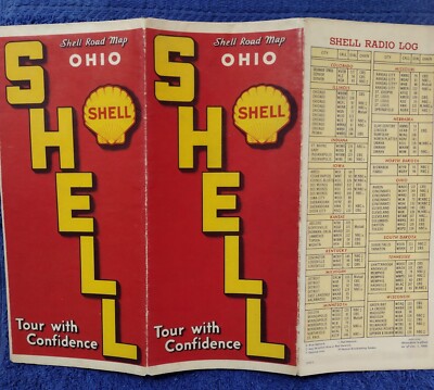 Vintage Road Map Shell Gas Ohio | eBay