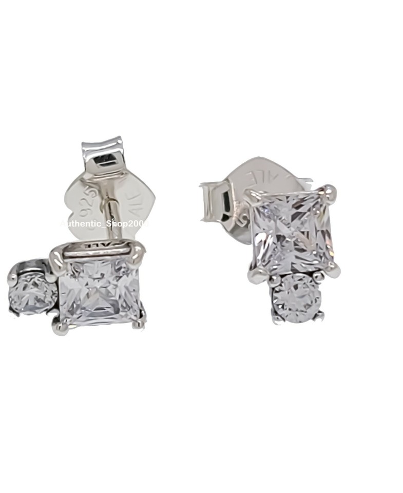 New 100% Authentic PANDORA 925 Sparkling Round & Square Stud Earrings ...