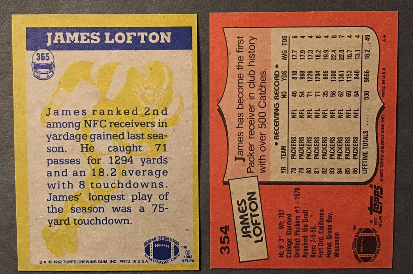 1982 Topps - #354 James Lofton, Mark Lee, Gerry Ellis (RC) for sale ...
