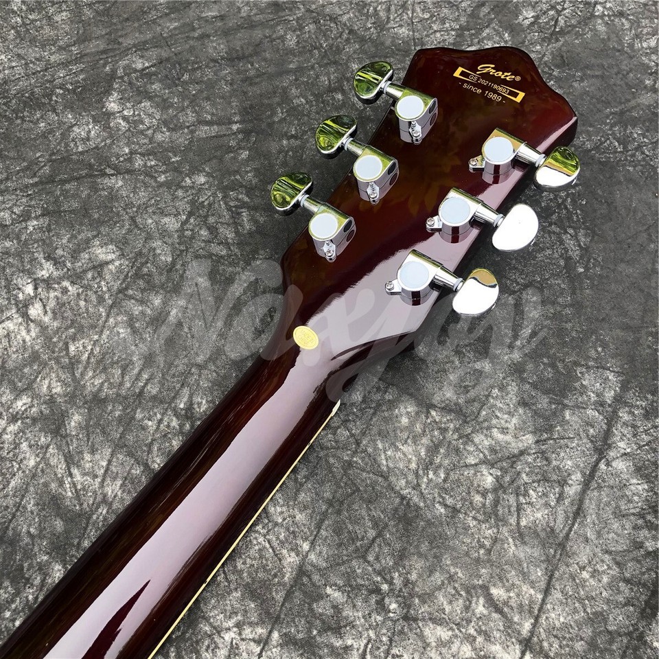 Grote Sunburst Jazz Electric Guitar Semi-Hollow Body Chrome Hardware ...