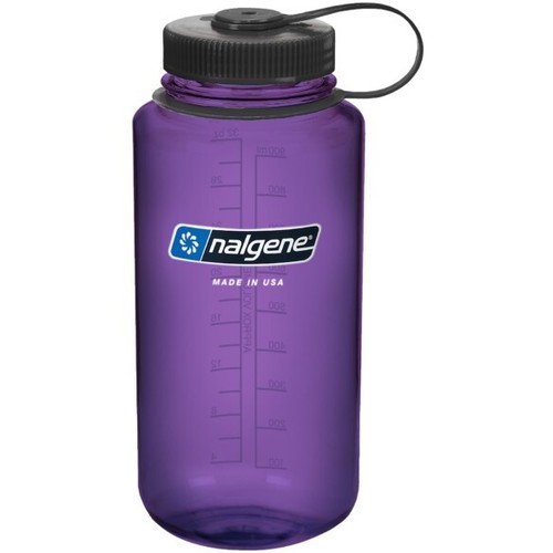 Nalgene Sustain 32oz Wide Mouth Bottle (Purple with Black Cap) Recycled ...
