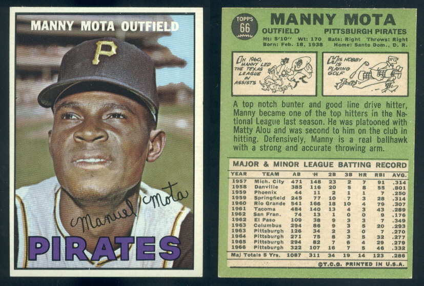 (40478) 1967 Topps 66 Manny Mota Pirates-EM | eBay