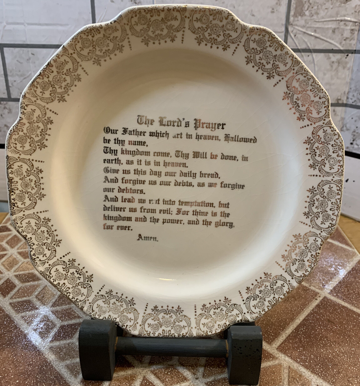 the lords prayer plate 22k Gold Letters And Edge Very Beautiful For A ...
