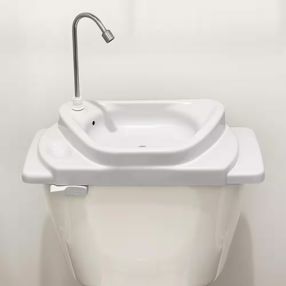 Touch-Free Water/Space Saving Adjustable Toilet Tank Retrofit Sink ...