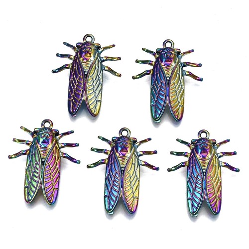 20pc Rainbow Alloy Cicada Pendant Multi-color Animal Metal Dangle ...