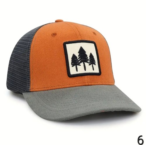 Orange/Grey Embroidered Three Pines Baseball Cap Mesh Back Truckers Hat ...