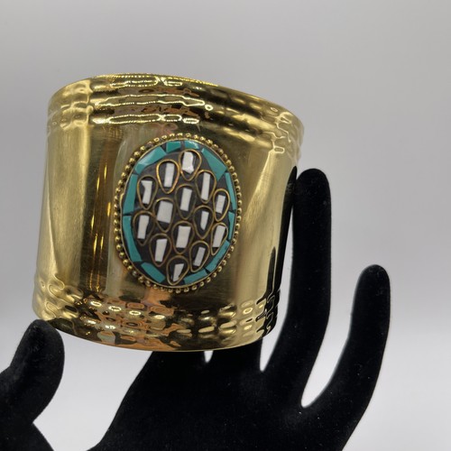 Artisan Cuff bracelet gold tone with Native American vibe. Large | eBay