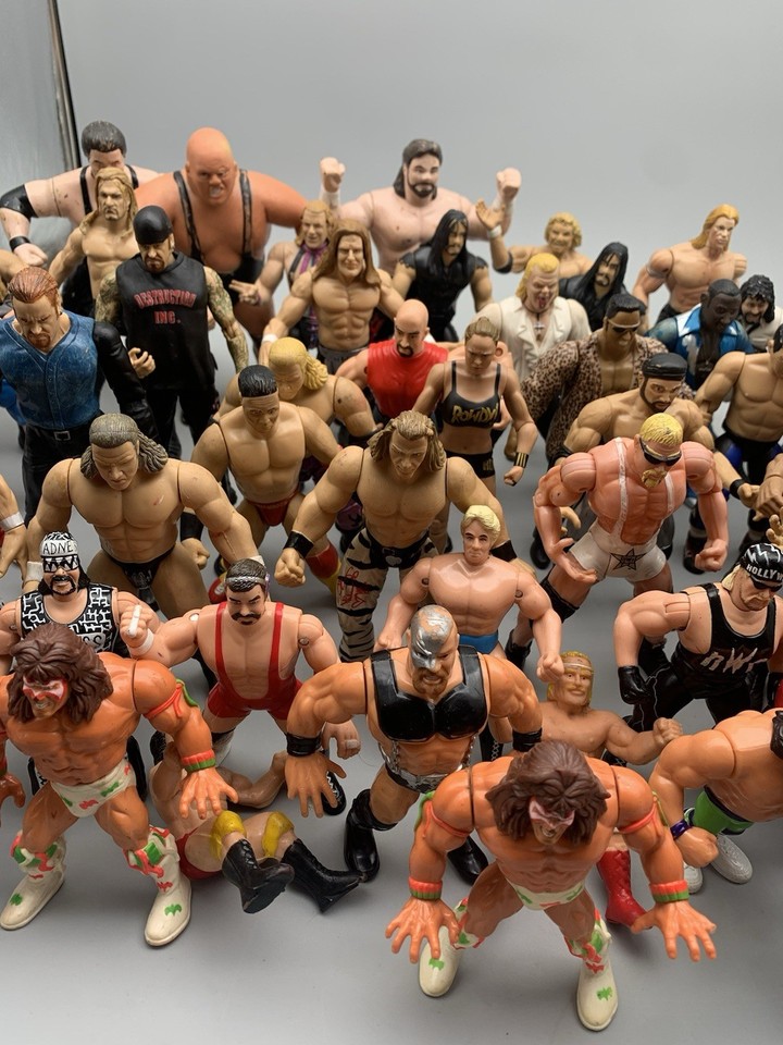 WWF Hasbro LJN Jakks Wrestling Figures Huge Lot of 62 Figures Vary in ...