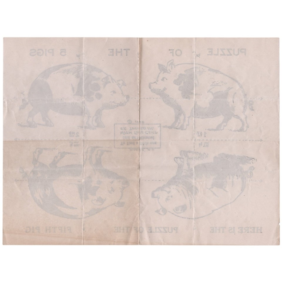 WW2 Anti-Nazi 1939 Folding Paper 5 PIG Puzzle WWII Adolf Hitler Satire ...