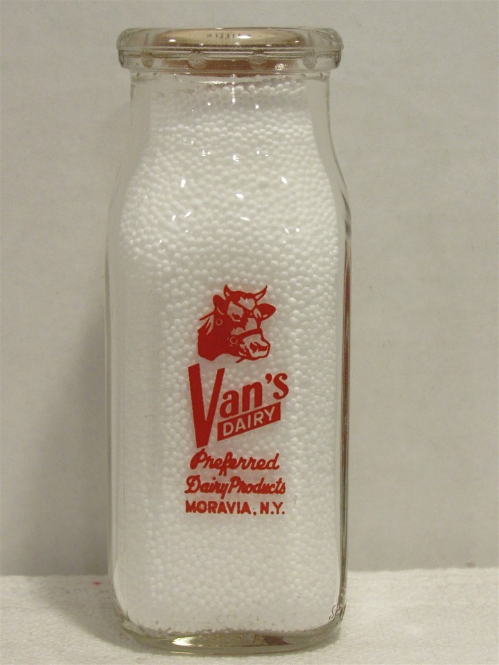 TSPHP Milk Bottle Van's Dairy VanPelt Farm Moravia NY CAYUGA COUNTY ...
