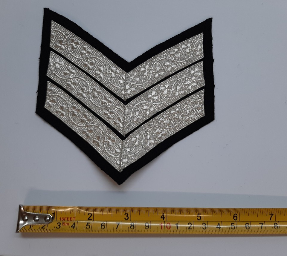 Royal Irish Chevrons Sergeant 3 Bar Silver on Black British Army Old ...
