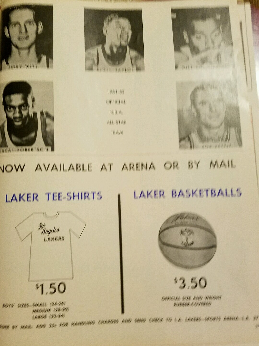 11-26-1962 NBA Basketball Program Chicago Zephyrs at Los Angeles Lakers ...