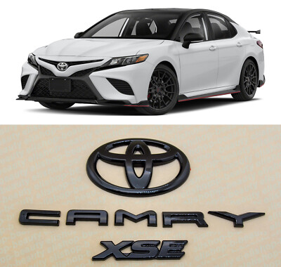 Gloss Black out Overlay Emblem Kit fit TOYOTA 2018-2024 Camry XSE GEN ...