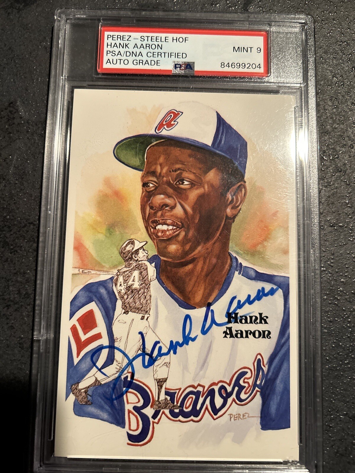 HANK AARON Autographed 1981 Perez-Steele Postcard Braves PSA/DNA ...