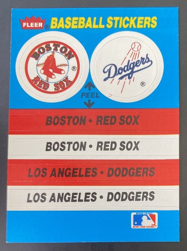 1989 FLEER MLB BASEBALL TEAM STICKERS BOSTON RED SOX LOS ANGELES ...