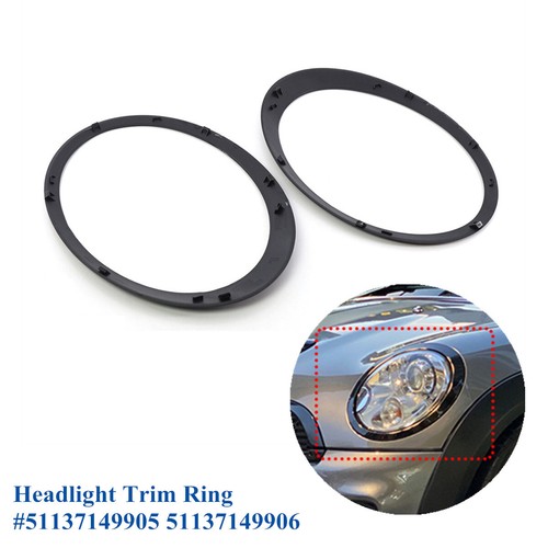 2 x Headlight Trim Rings For Mini Cooper R55 R56 07-15 #51137149905 ...