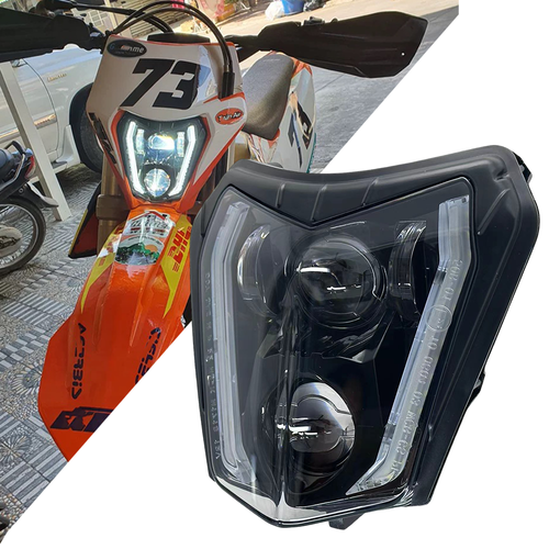 E24 LED Headlight High Low Beam With DRL For KTM 125 250 300 350 450 ...