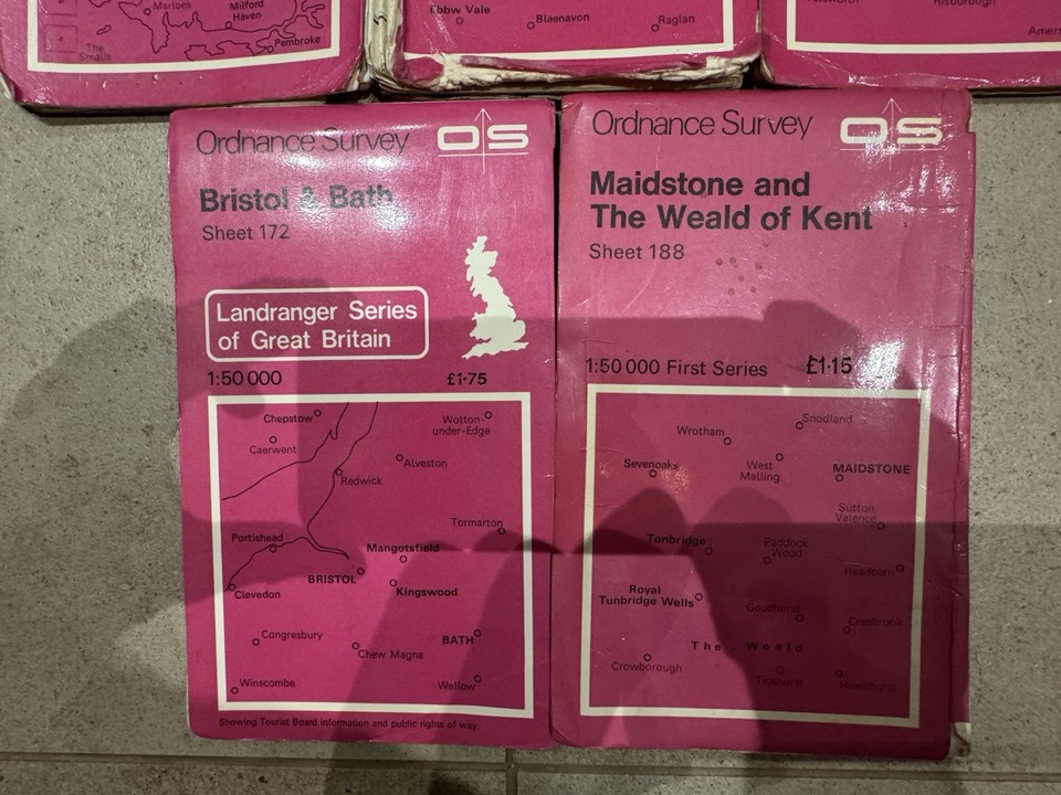 Joblot of 8 x 1:50000 First & Second Series Ordnance Survey Maps - 1974 ...