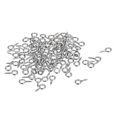 100Pcs 304 Stainless Steel 10x5mm Small Eye Screws Mini Eye Pins Silver ...