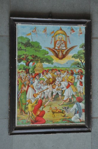 Vintage Wooden Framed Tukaram Swargarohan Ravi Varma Litho Print | eBay