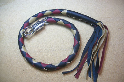 biker whip getback whip HANDMADE BLACK Maroon & Textured Tan!!!! By ...