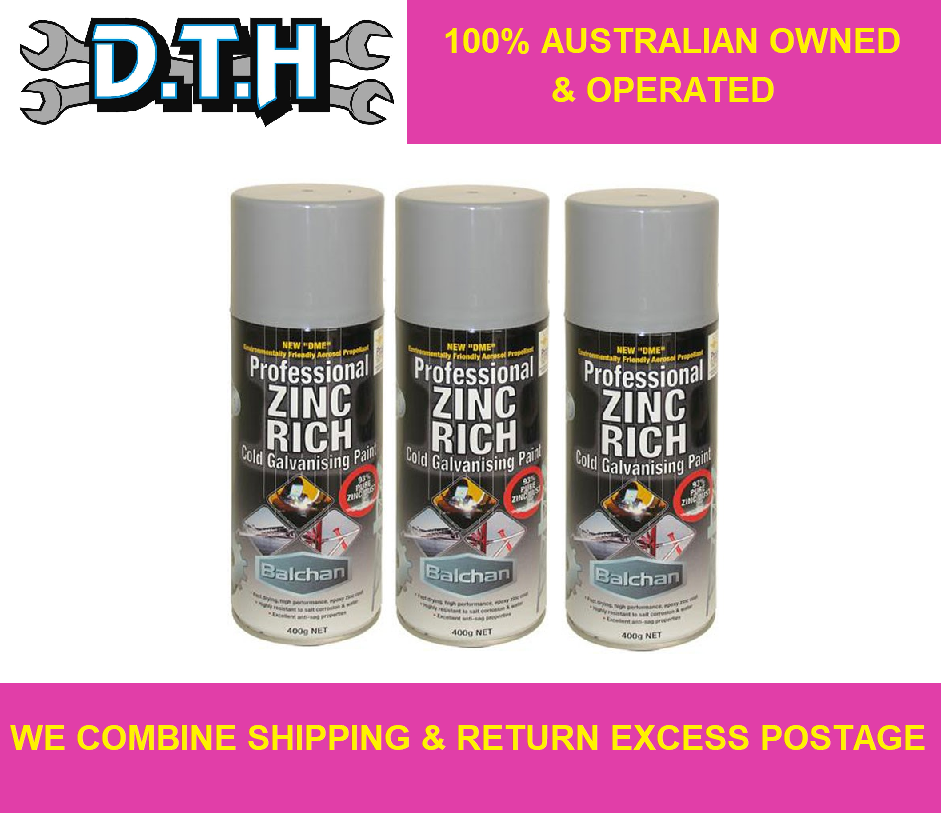 3 X 400G BALCHAN PROFESSIONAL COLD GALVANIZING PAINT ZINC RICH (MADE IN ...