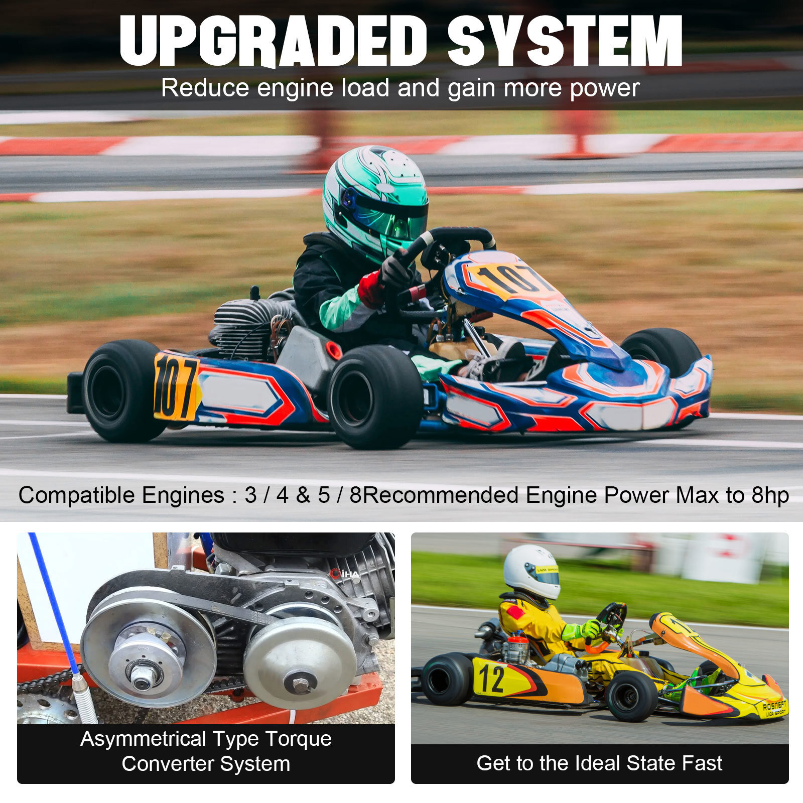 3/4" CLUTCH GO KART TORQUE CONVERTER 10T12T MINI BIKE CVT COMBO 40/41 ...