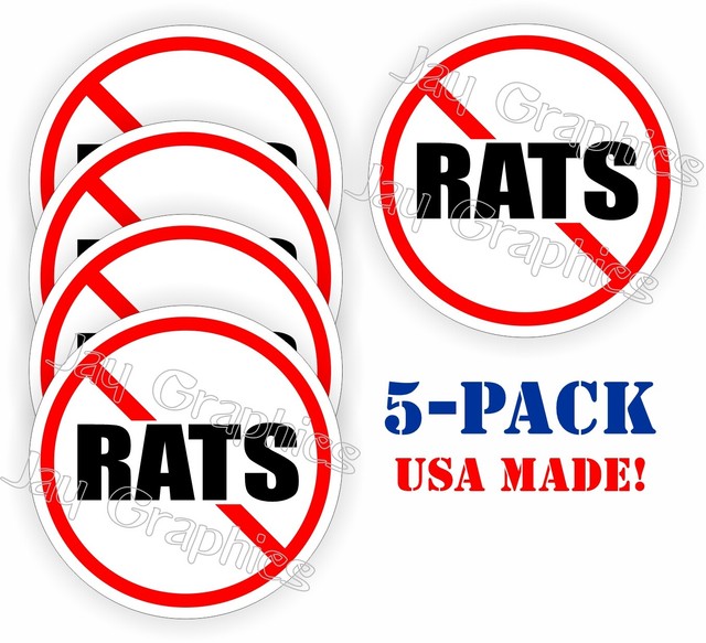 5-pack NO RATS Funny Hard Hat Stickers / Motorcycle Helmet Labels ...