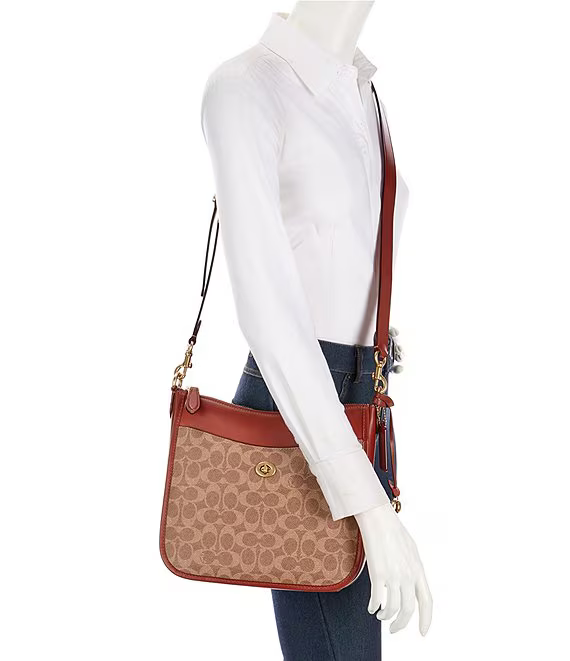 Coach Chaise Coated Canvas Signature Tan Rust Medium Crossbody Bag ...