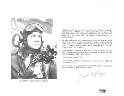 JACK ILFREY SIGNED 8X10 (D) PSA DNA AC42958 WWII ACE 8V | eBay