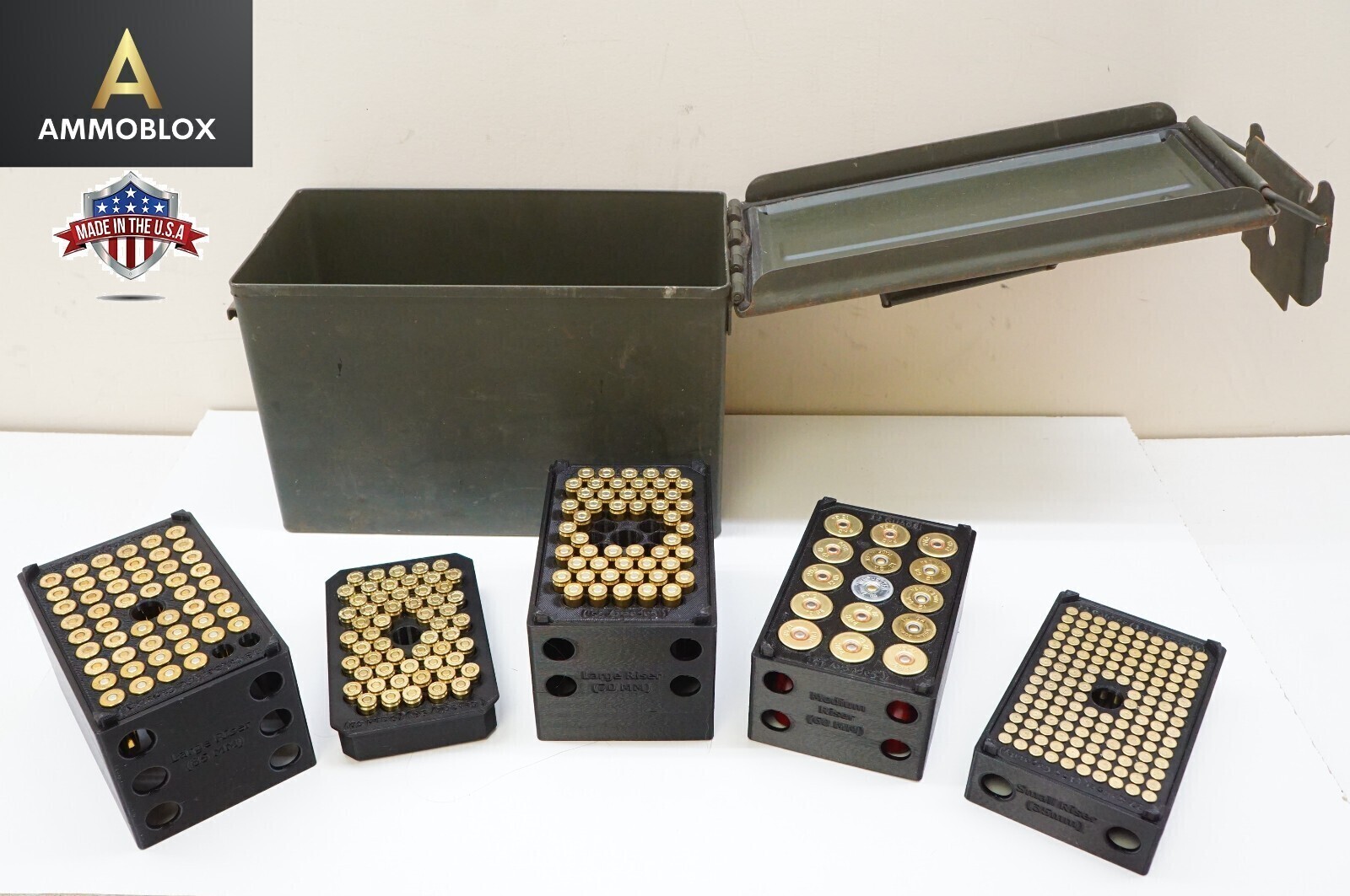 AmmoBlox Ammo Can Bullet Storage Solution 9mm, 22, .38, 40 caliber, 12 ...