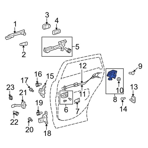 For Toyota Camry 2007-2017 Toyota 6905006100 Rear Right Door Latch ...