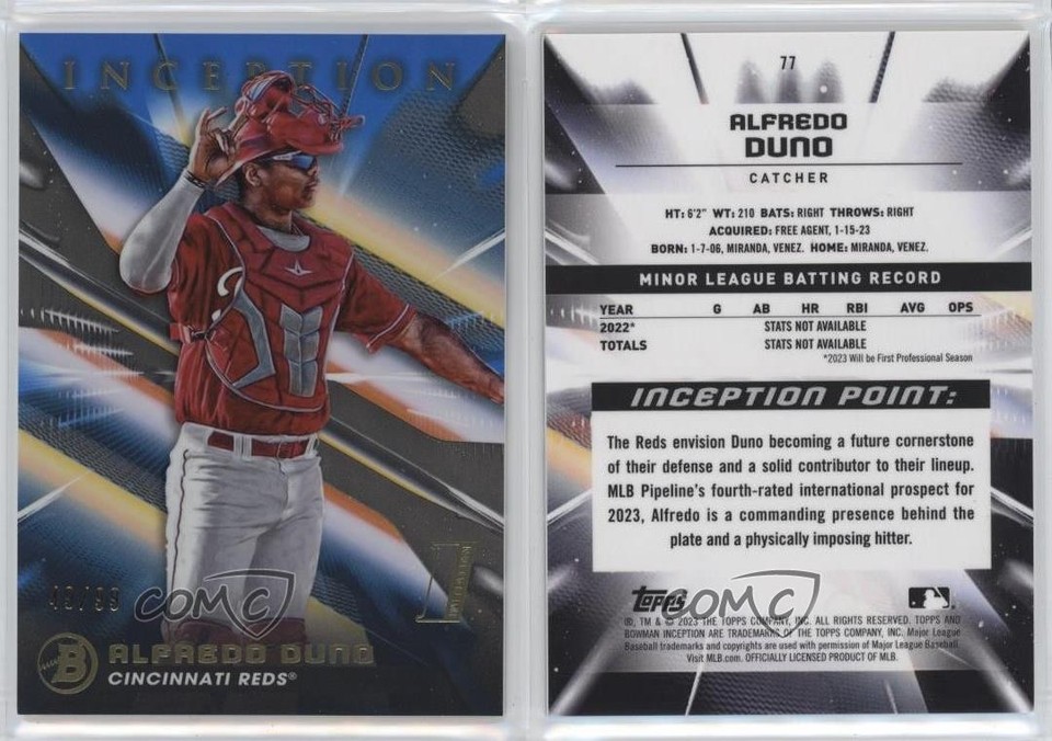 2023 Bowman Inception Blue Foil Pattern II /99 Alfredo Duno #77 14ij | eBay