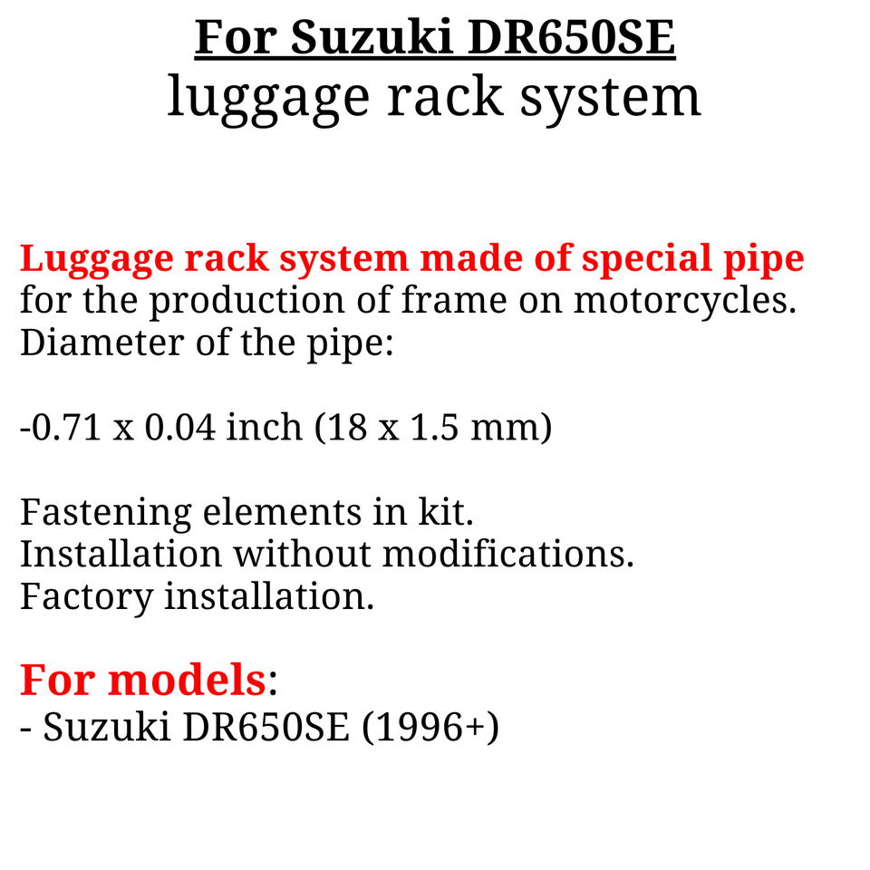For Suzuki DR650 Luggage rack system DR650SE pannier rack DR 650 SE ...