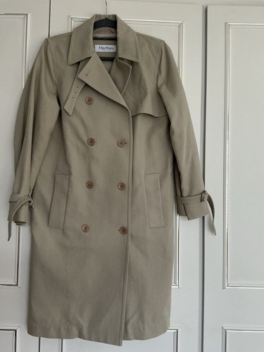 MAX Mara Mac Ladies Trench Coat Beige Double Breasted UK 10 100% Cotton ...