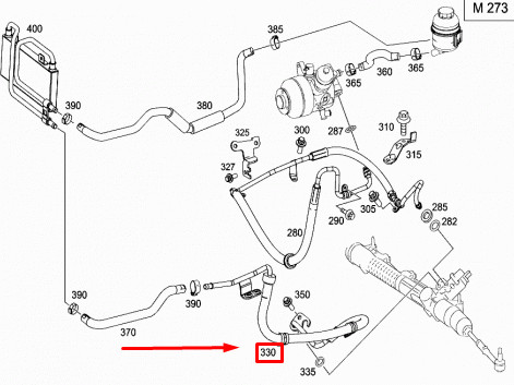MERCEDES-BENZ S W221 POWER STEERING LOW PRESSURE LINE A2214600024 NO🇺🇸 ...
