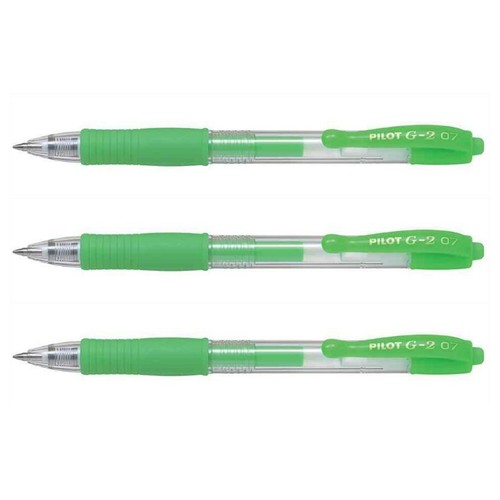 [Ref:586460-3] PILOT Lot de 3 Stylos à encre gel G2 07 Néon Vert | eBay