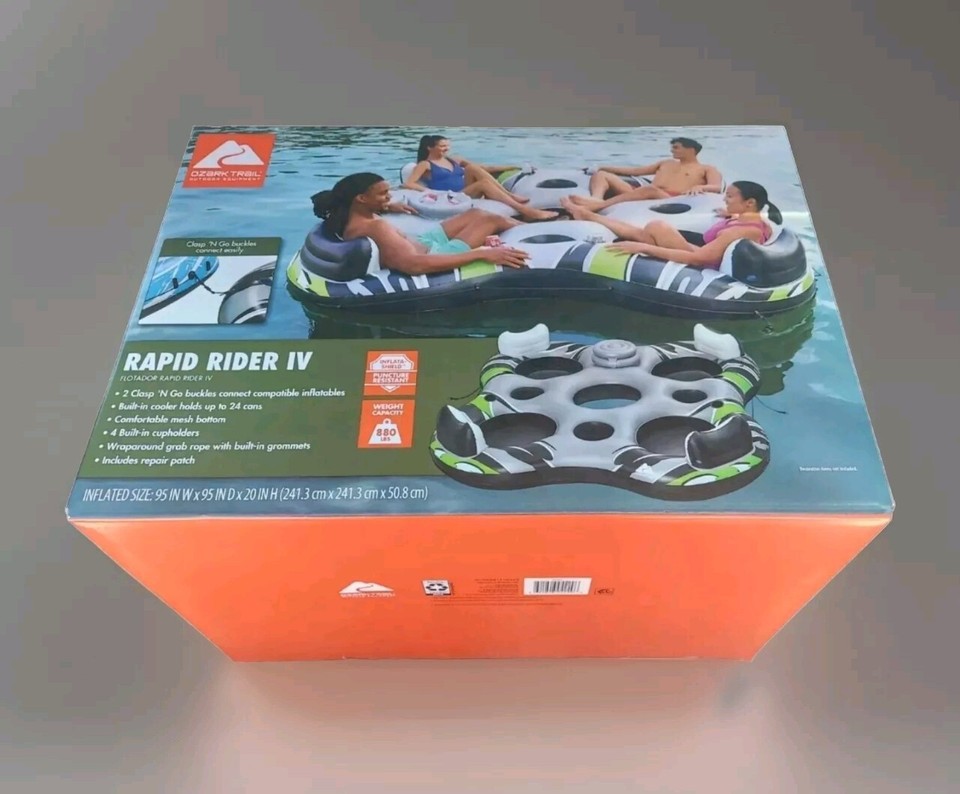 Ozark Trail Rapid Rider IV Quadruple River Tube, built-in Cooler ...