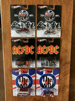 HOT WHEELS ROCK BANDS POP CULTURE SET of 6 WHO KISS AC/DC REAL RIDERS ...