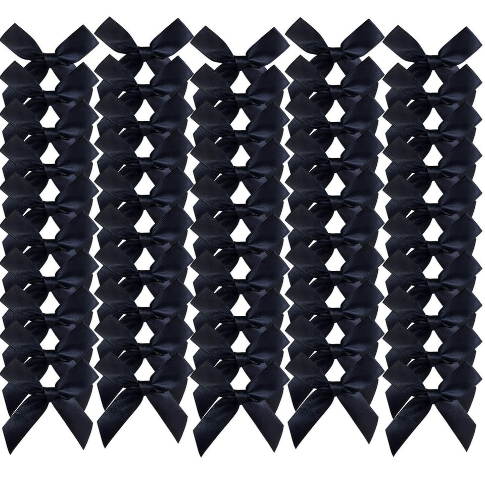 50 Pcs Black Ribbon Bows, 2.8 Inch Satin Fabric Bows, Mini Bows for ...
