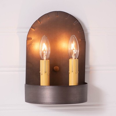 Metal Wall Fixture Short 2-light Colonial Electric Candle Tin Sconce ...