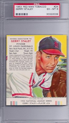 1953 Red Man Redman Set #24 Gerry Staley PSA 6 | eBay