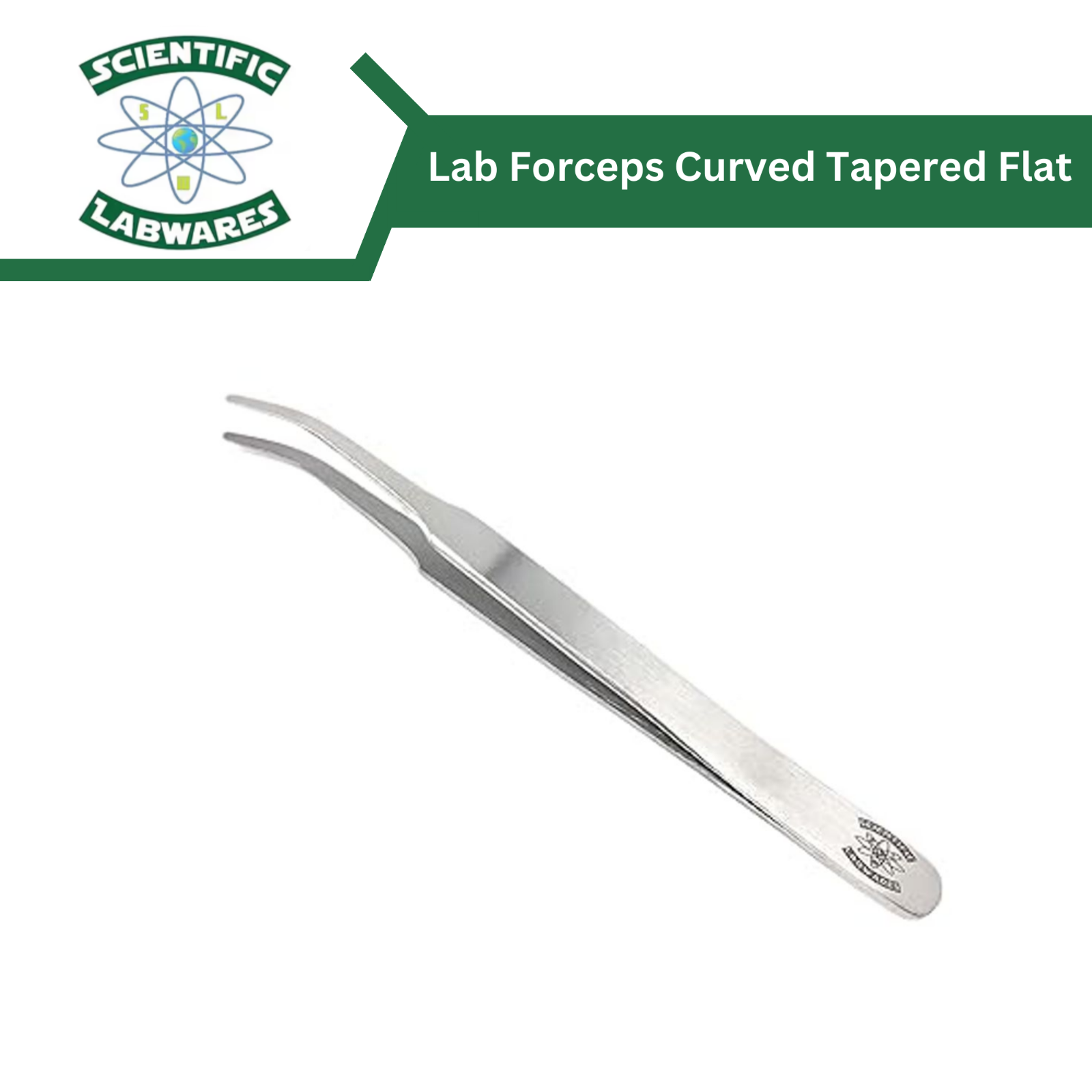 Scientific Labwares Stainless Steel Lab Forceps Curved Tapered Flat ...