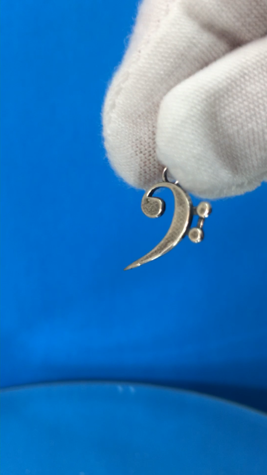 Sterling Silver One Sided Music Note Bass Clef Charm or Pendant | eBay